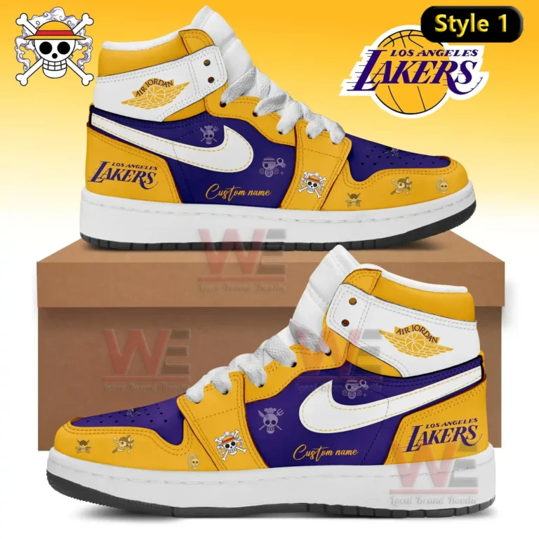 Los Angeles Lakers One Piece Custom Air Jordan 1 High Shoes ...