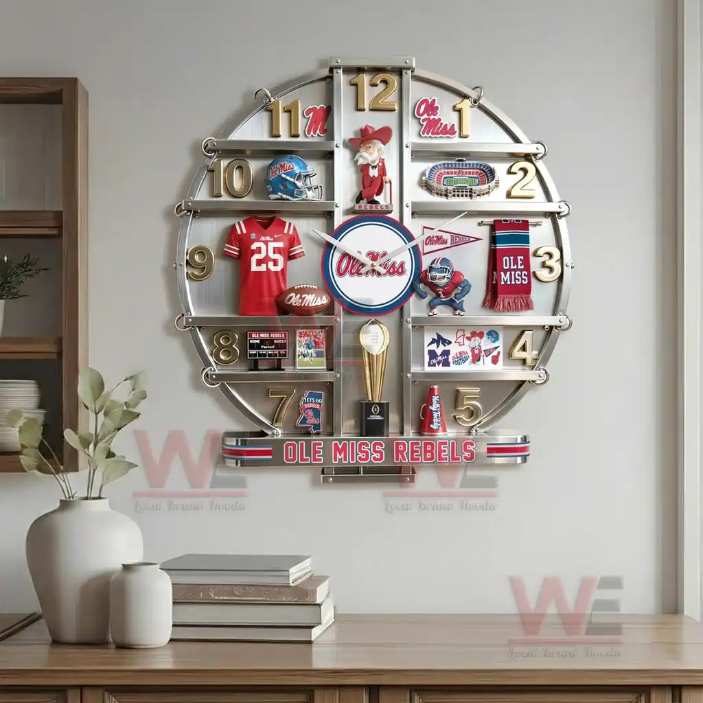Ole Miss Rebels Home Decorative 3D Wall Clock - WeLocalBrandHoodie